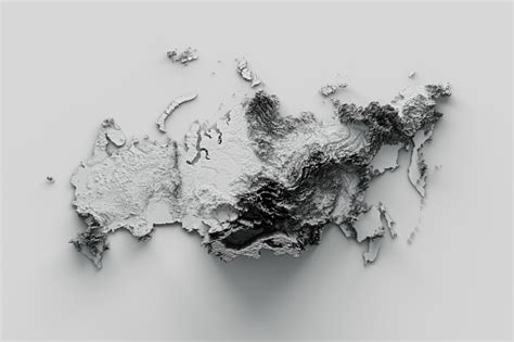 러시아지도 음영 구호 색상 높이 바다 블루 배경 3d 일러스트 레이 션 지도에 대한 스톡 사진 및 기타 이미지 지도 3차원