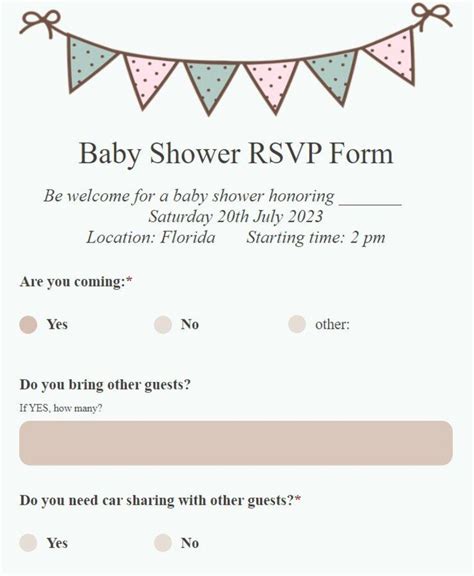 Free Online Baby Shower Rsvp Form Template Formbuilder