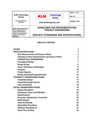 Project Standards And Specifications Instrumentation Project