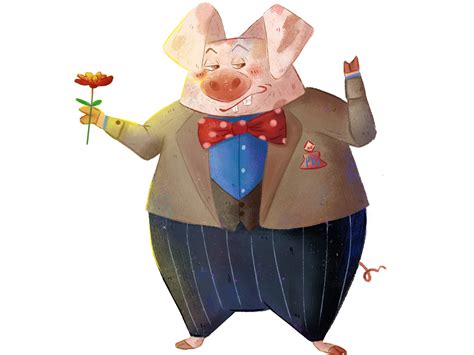 一只绅士猪，儿童插画瑷jane兔子 站酷zcool
