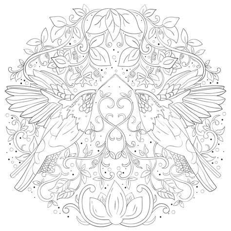 Premium Vector Two Firebirds Among Decorative Leaves Flowers And