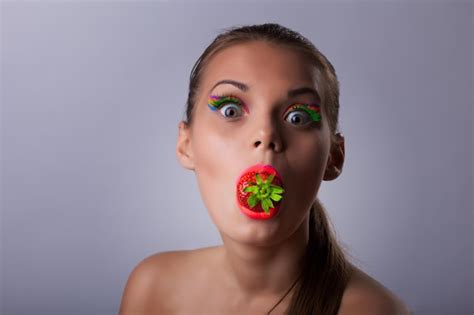 Premium Photo Smile Woman Offer Your Taste Ripe Cherry