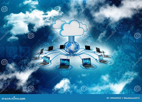Cloud Computing Concept Cloud Network 3d Rendering Stock Illustration