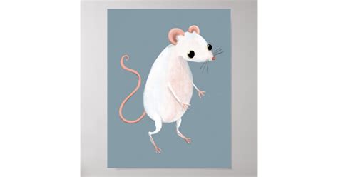 Cute Little White Mouse Poster Zazzle