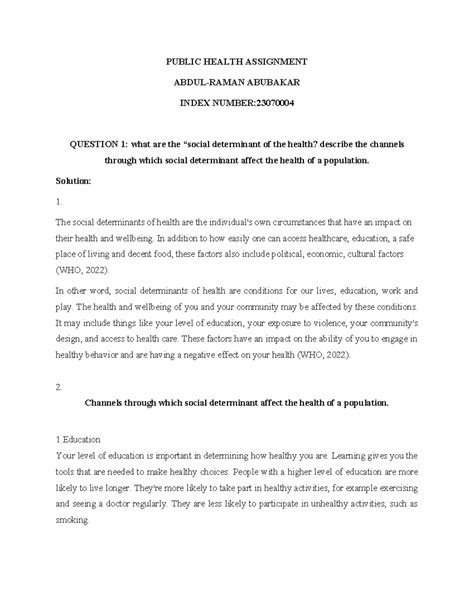 Health Poly Assignment Public Health Assignment Abdul Raman Abubakar