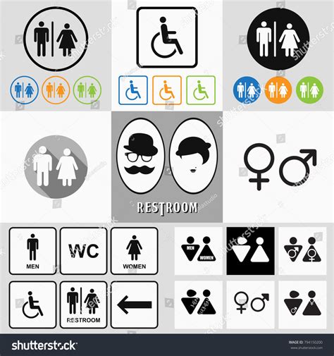 Male Female Restroom Symbol Icons Set Stock Vector Royalty Free 794150200