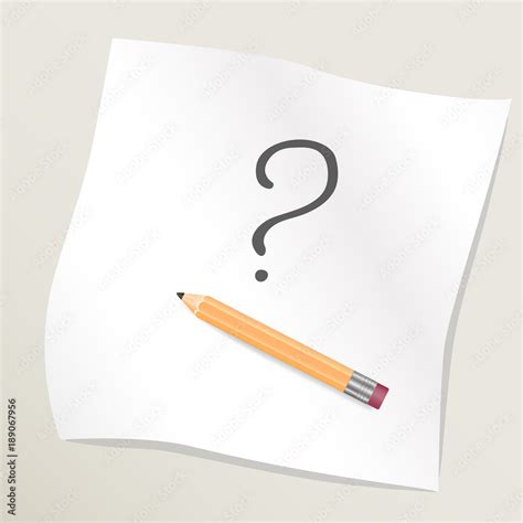 Pencil Drawing Question Mark On Sheet Of White Paper Vecror