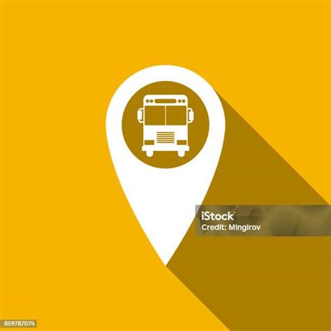 與公車圖示孤立與長長的影子映射指標平面設計向量圖向量圖形及更多乘客圖片 乘客 互聯網 交通 Istock