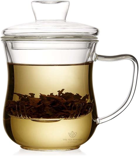 The Tea Makers Of London Glass Cup With Glass Strainer And Lid For
