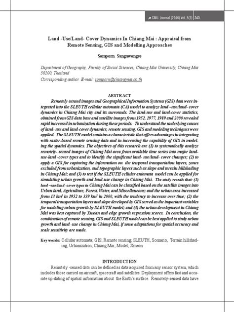 pdf land use land cover dynamics in chiang mai appraisal from remote sensing gis and