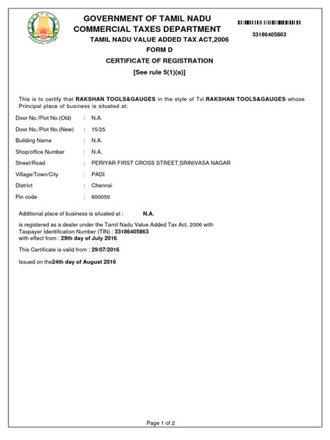 Vat Certificate Pdf Payments Government
