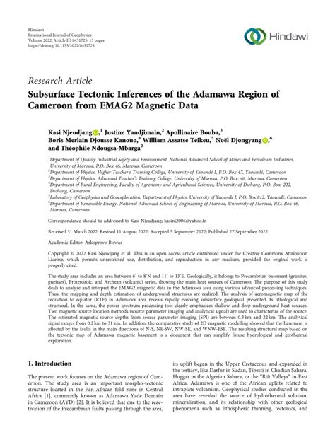 Pdf Subsurface Tectonic Inferences Of The Adamawa Region Of Cameroon