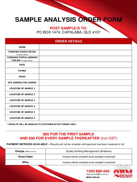 Fillable Online Sample Analysis Form For Customersdoc Fax Email Print