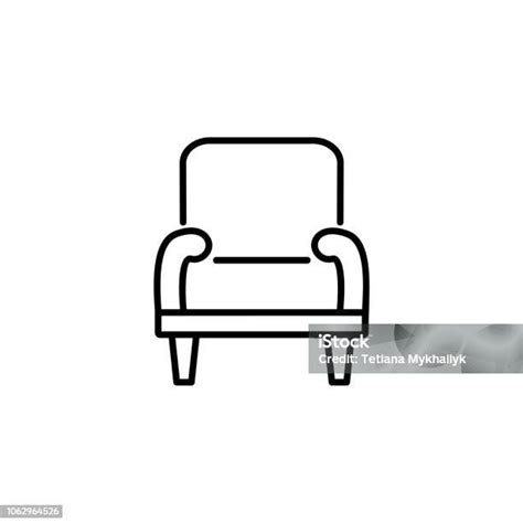 높은 다시 편안 하 게 안락의 블랙 화이트 벡터 일러스트 선 팔의 자 좌석의 아이콘입니다 실내 장식품 가구 거실 침실에 대 한입니다 흰색 배경에 고립 가구에 대한 스톡 벡터