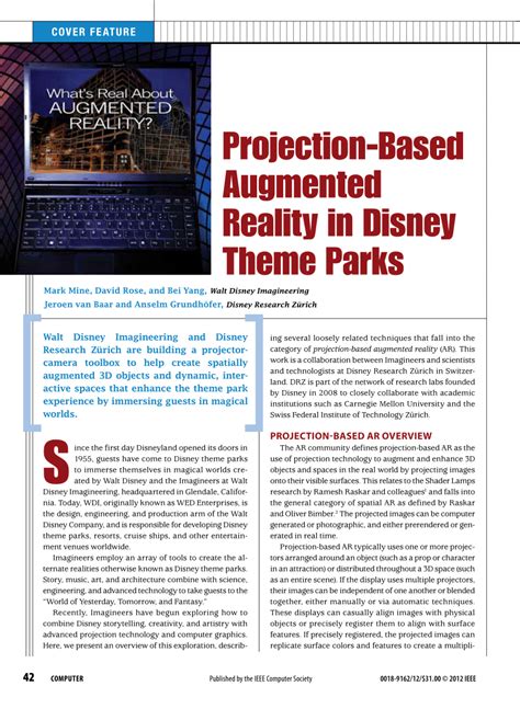 Pdf Projection Based Augmented Reality In Disney Theme Parks
