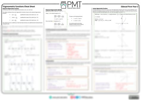 SOLUTION Trigonometry Functions Cheat Sheet Studypool