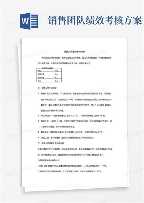 销售团队绩效考核方案word模板下载 编号lzyaarwq 熊猫办公