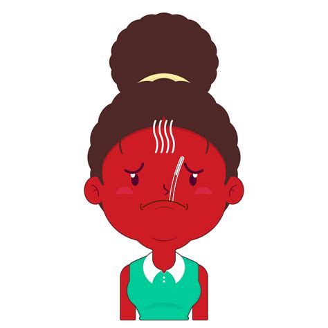 Afro Woman Sick Face Cartoon Cute 19986560 Png