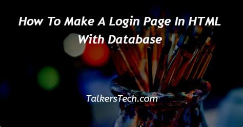 How To Make A Login Page In Html With Database Without Php Design Talk
