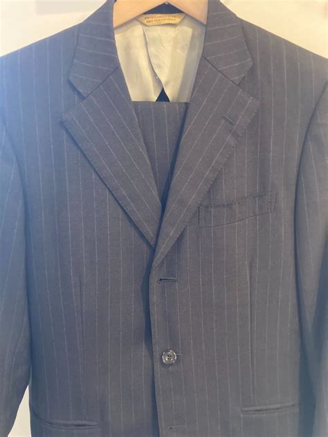 Classic Black Two Piece Chalkstripe Pinstripe Business Suit 2pc Three