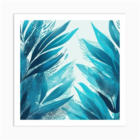 Blue Wavy Leaves Art Print By Mystica51 Fy