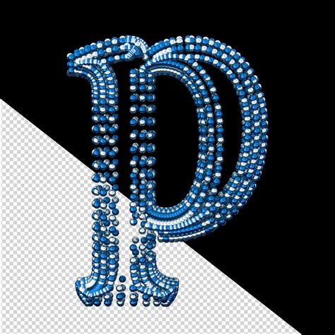 Símbolo de pequenas esferas 3d de prata e azul letra p PSD Premium