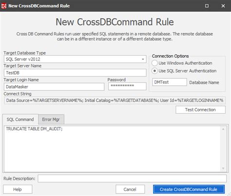 The New Cross Database Command Rule Form Data Masker 6 Product Documentation