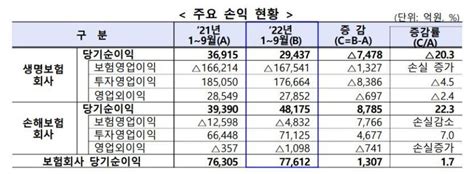 보험사 3분기 누적 순익 7조7612억원전년比 17↑ 파이낸셜뉴스