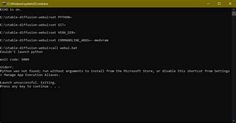Bug Exit Code 9009 Error Issue 5100 AUTOMATIC1111 Stable