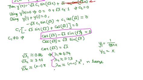 Diff Eqn Eigenvalue Problem Youtube