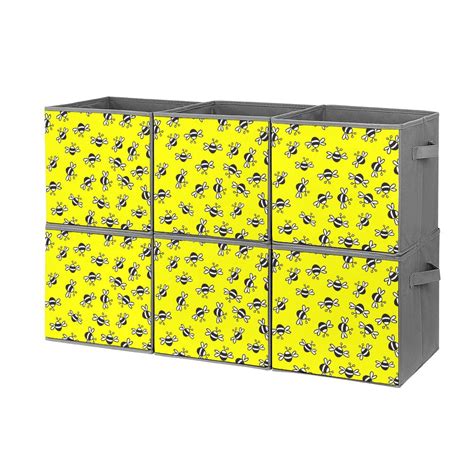 Bybiment 6pcs Fabric Storage Cubes Cute Bees Pattern Cube Storage Bins