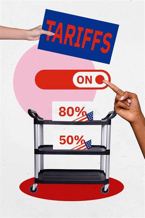 Composite Artwork D Photo Collage Trend Template Of Hand Switch Button On Tariffs Percent