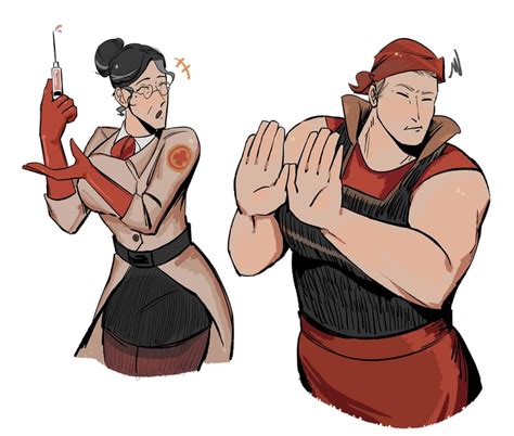 Medic Heavy Red Heavy And Red Medic Team Fortress Drawn By Windee Danbooru