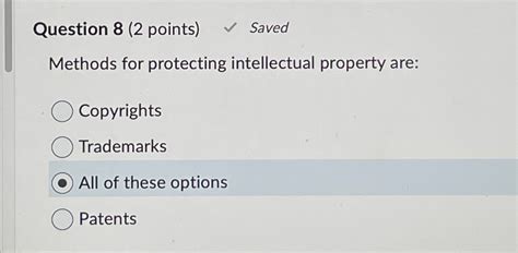 Solved Question 8 2 ﻿points ﻿savedmethods For Protecting