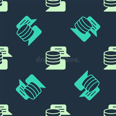 Green And Beige Server Data Web Hosting Icon Isolated Seamless Pattern On Blue Background