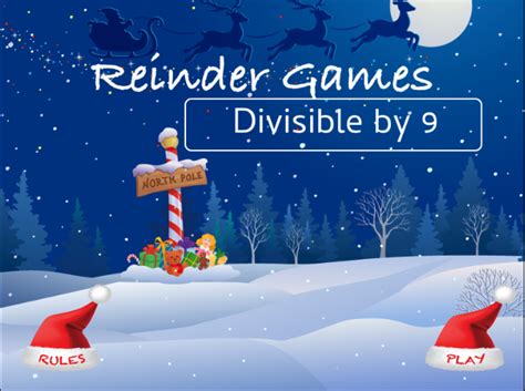 interactive math game reindeer games divisible by 9 media4math