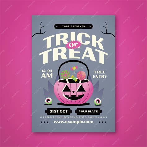 Premium Vector Grey Flat Design Trick Or Treat Poster