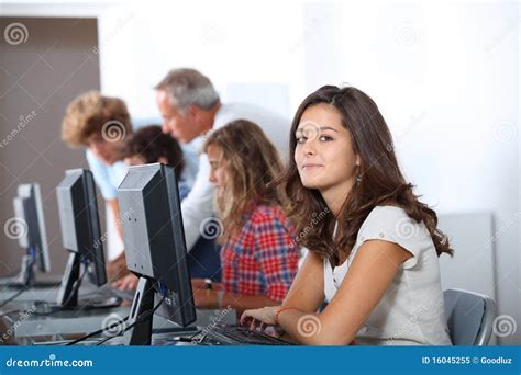 In Computing Course Stock Image Image Of Babes Girls 16045255