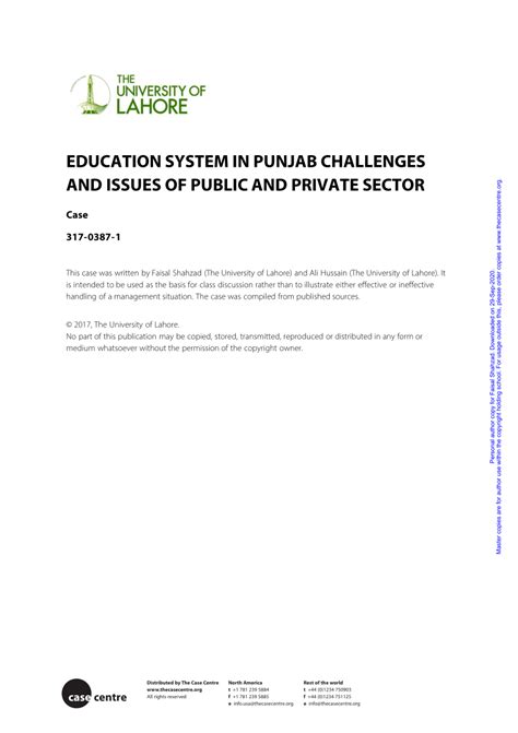Pdf Education System In Punjab Challenges And Issues Of Public And