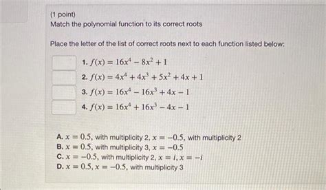 Solved Point Match The Polynomial Function To Its Chegg