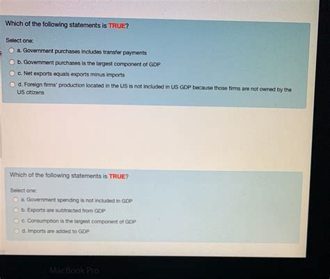 Solved Which Of The Following Statements Is True Select