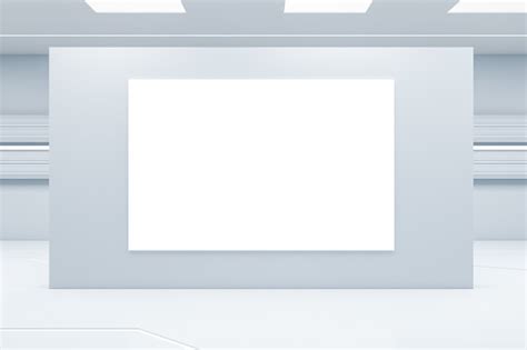 빈 흰색 모의 배너와 추상적 인 미래 흰색 복도 디자인 및 복도 개념 3d 렌더링 0명에 대한 스톡 사진 및 기타 이미지 0명 3차원 형태 가정의 방 Istock