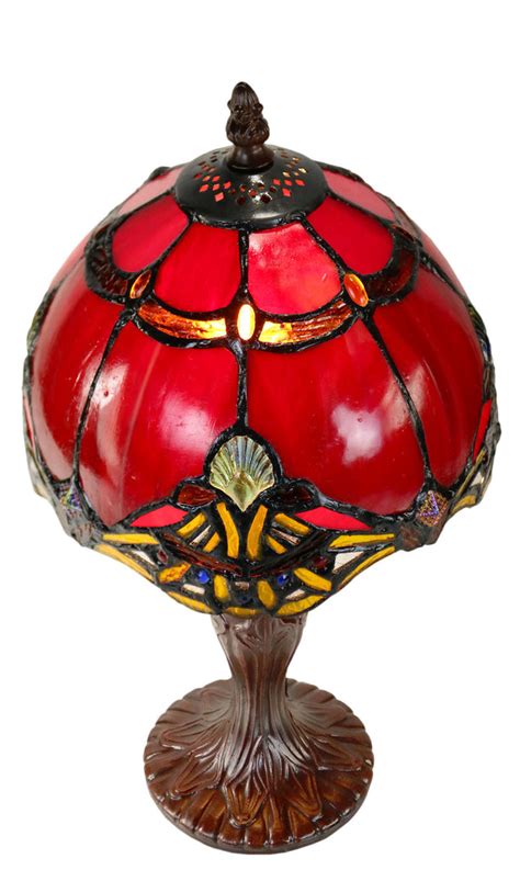Stunning 8 Red Baroque Style Curved Glass Tiffany Mini Lamp Joanne