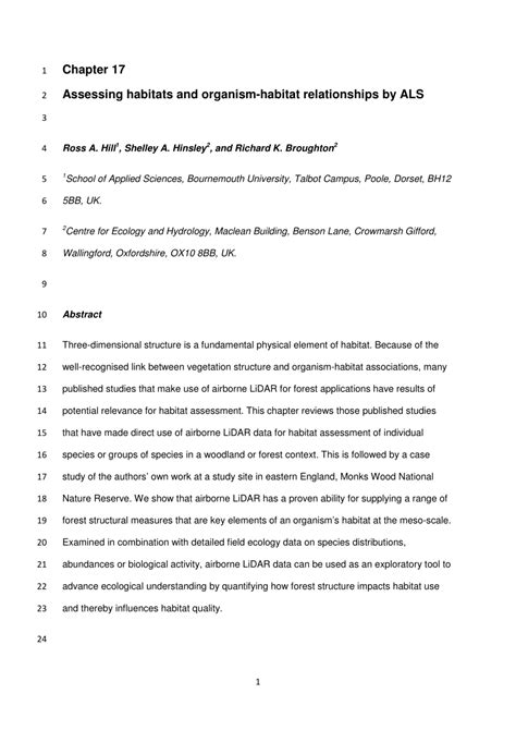 Pdf Assessing Habitats And Organism Habitat Relationships By Airborne Laser Scanning