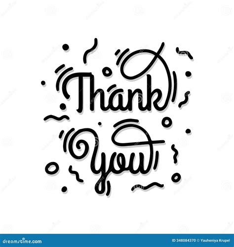 Thank You Day Handwritten Lettering Thank You Doodle Style Stock