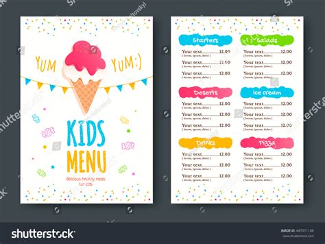 어린이 메뉴 벡터 템플릿 스톡 벡터로열티 프리 447071188 Shutterstock