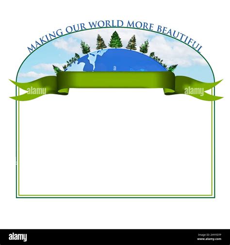 Environmental Background With Trees Outlining Partial World With Banner