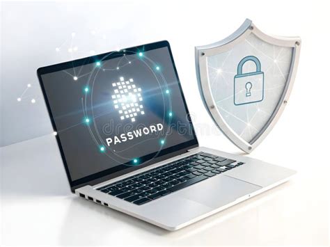 Accessing Password Protection On Computer With Security Shield Stock Illustration Illustration