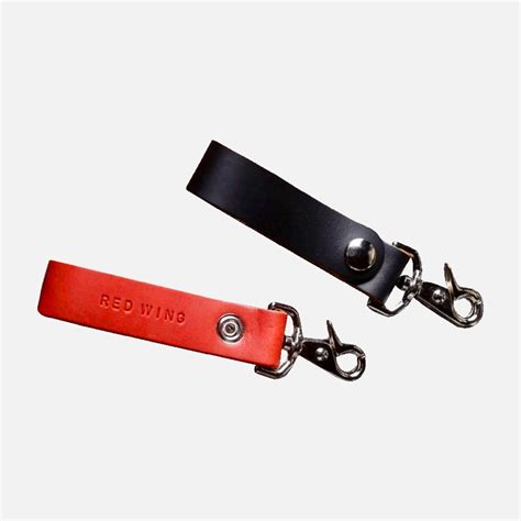 Red Wing Leather Key Chain With Embroidered Red Wing Wordings Safety