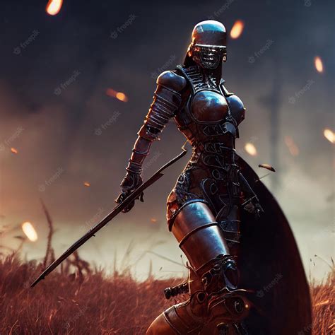 Premium Photo Young Medieval Soldier Warrior Woman 3d Rendering